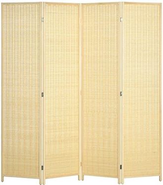 HOMCOM Paravent Interieur en Bois 4 Panneaux 180 x 180 cm s&eacute;parateur de pi&egrave;ce Pliable cloison de s&eacute;paration pour Salon Chambre &agrave; Coucher Maison, Bois Naturel