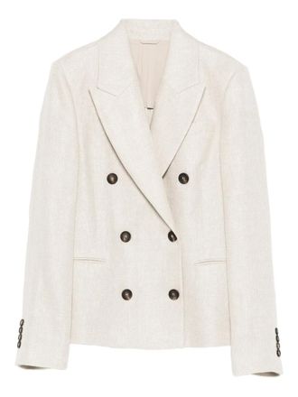 Brunello Cucinelli Blazer mit Fischgr&auml;tenmuster - Nude
