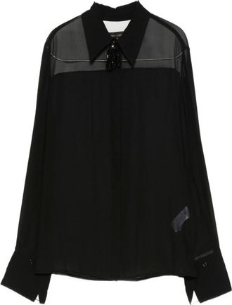 Simona Corsellini Femme, Blouses et Chemises, Noir, Taille: 42 FR Beaded Panel Shirt