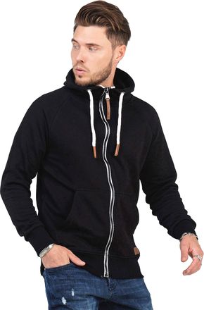 Behype. Herren Sweat-Jacke Sweatshirt weicher Hoodie mit Kapuze & hohem Kragen 40-6729 Schwarz M