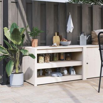 vidaXL Armoire de cuisine dext&eacute;rieur blanc bois de pin massif Vidaxl