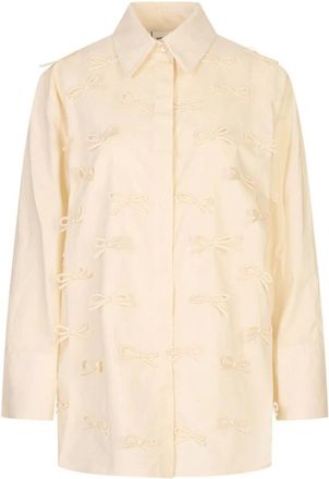 Meimeij Femme, Blouses et Chemises, Beige, Taille: 36 FR Chemise &agrave; Appliqu&eacute; de