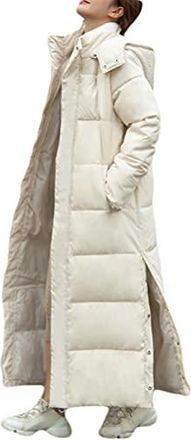 Minetom Hiver Manteau avec Capuche Femme Doudoune Zippé Manches Longues Épaissir Blouson Chaud Coupe-Vent Étanche Veste Longue Y2 Beige 42