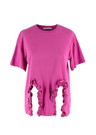 Christopher Kane Pink Ruffle Trim T-Shirt Size XS