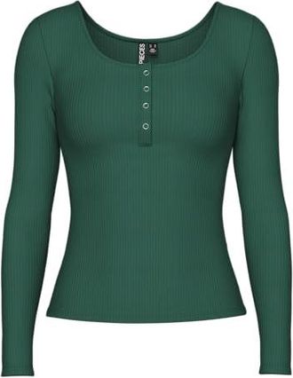 Pieces Pckitte Ls Top Noos BC T-Shirt à Manches Longues, Trekking Green, XL Femme