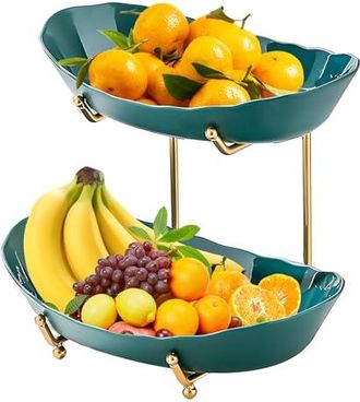 Generic Bol &agrave; fruits en acrylique &agrave; 2 niveaux avec support en m&eacute;tal pour le stockage des l&eacute;gumes, des noix, des g&acirc;teaux, des desserts, parfait pour la cuisine