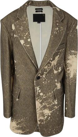 R13 Homme, Vestes, Brun, Taille: S Blazer en tweed &agrave; simple boutonnage avec effet d&eacute;lav&eacute;