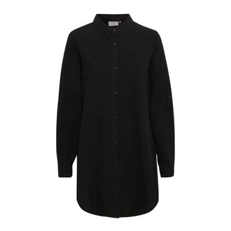 Kaffe Schwarzes Tiefes Tunika-Shirt mit Tasche - - Dresses - Damen - Schwarzk - XS