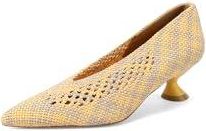 Queen Helena ZM11018 Escarpins &agrave; talons bas &agrave; bout ferm&eacute; pour femme, jaune, 39 EU