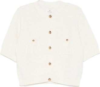 Anine Bing Femme, Pulls, Blanc, Taille: 40 FR Christa Short Sleeve Cardigan