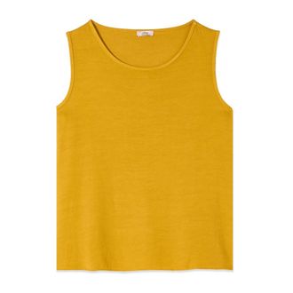 Oltre Top sans manches en m&eacute;lange de lin - Femme - Tops - Jaune - Taille: 44 FR
