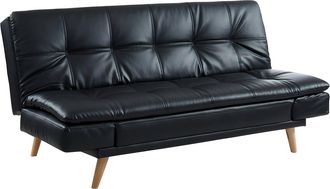 Vente-Unique Ausziehbares Schlafsofa Zarina 3-Sitzer, Kunstleder, Schwarz