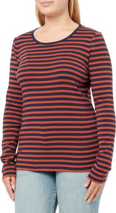 GANT Damen Slim Striped Ribbed LS T-Shirt, Rot, XL