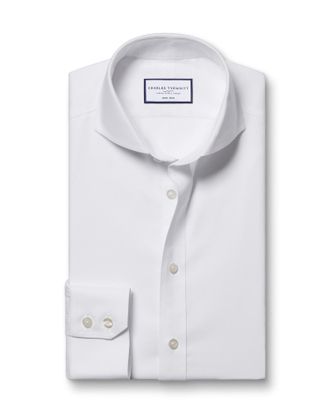 CHARLES TYRWHITT B&uuml;gelfreies Twill-Hemd - Wei&szlig; Knopfmanschette