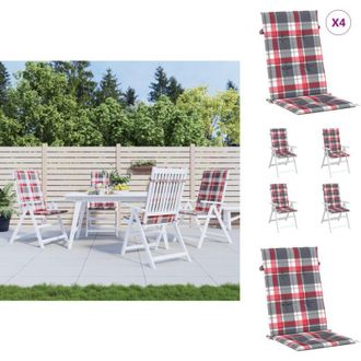 vidaXL Gartenstuhlauflagen f&uuml;r Hochlehner 4 Stk. 120x50x3 cm Stoff - Sitzauflage - Gartenstuhlkissen - Outdoorkissen - Hochlehner-Kissen - Rundes Kissen