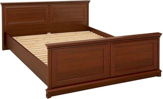 PEGANE Lit adulte 160x200 cm coloris ch&acirc;taigne - Longueur 210 x Profondeur 175 x Hauteur 60,5-81,5 cm