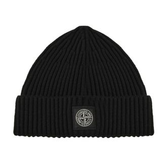 Stone Island Full Rib RWS Wollm&uuml;tze - - Accessories - Herren - Schwarzk - ONE SIZE