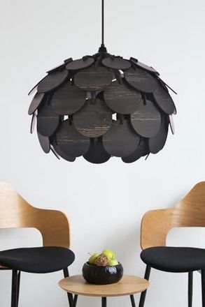 Opviq Elegant Black Chandelier, MDF Body, 27 cm Cap Length, 40 cm Diameter | Adjustable Cable, E27 Socket, Max 40W | Perfect for Modern Home D&eacute;cor