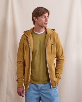 Faguo Sweat zipp&eacute; &agrave; capuche moutarde