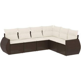 vidaXL Vidaxl - Salon de jardin avec coussins 6 pcs marron r&eacute;sine tress&eacute;e