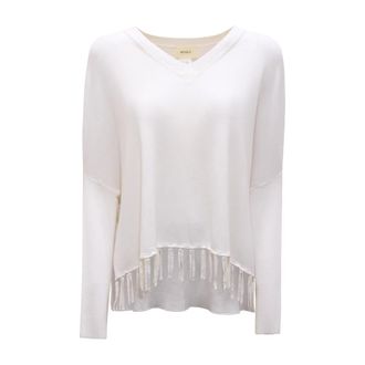 Vicolo Maglione Oversize V-neck Sweater - - Knitwear - Damen - Wei&szlig; - ONE SIZE