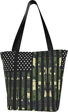 AOOEDM Sac fourre-tout Usa Army Camo Flag Sacs &agrave; provisions Petit sac de march&eacute; r&eacute;utilisable Sacs fourre-tout de plage Sacs de voyage