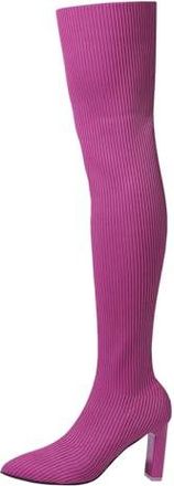 Generic Bottes hautes serrées à plateforme pour femme, bottes au-dessus du genou pour femme, bout pointu au-dessus du genou, talon mi-épais, extensibles, anti