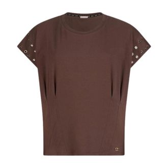 Liu Jo T-Shirt mit dekorativen &Ouml;sen - - Tops - Damen - Braun - M