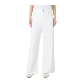 Max Mara Femme, Jeans, Blanc, Taille: 40 FR Pantalon Large en Drill de Coton