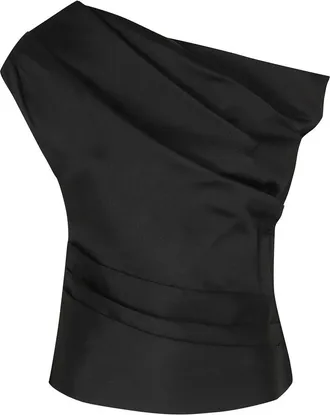 Self Portrait Femme, Tops, Noir, Taille: 38 FR Top drap&eacute; en taffetas