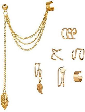 Generic 7 pi&egrave;ces Mode Or &eacute; Feuilles Non-Piercing Oreille Clip Boucles doreilles pour Femmes Simple Faux Cartilage Oreille Manchette Bijoux Clip accessoiresOp&eacute;