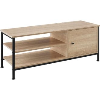 TecTake Meuble TV Style industriel Pieds r&eacute;glables Bois clair