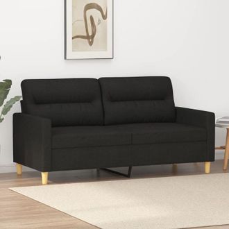 vidaXL Vidaxl - Canap&eacute; droit 2 places noir 140 cm - Tissu 100% polyester - Design moderne - Capacit&eacute; de charge 110 kg - Dimensions 158x77x80 cm