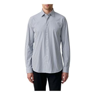 Michael Kors Chemise ray&eacute;e extensible Performance - Homme - Chemises - Bleu - Taille: XL