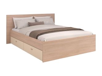 Vente-Unique Bett mit 2 Schubladen - 140 x 190 cm - Natur & Beige - VELONA