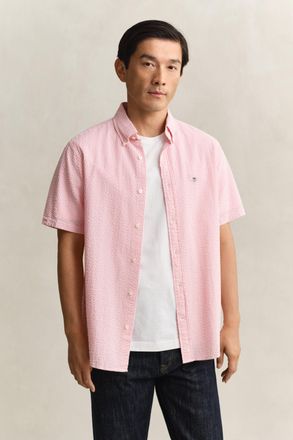 GANT Herren Kurz&auml;rmliges Seersucker-Hemd mit Streifen (XXXL) ROSE Rosa
