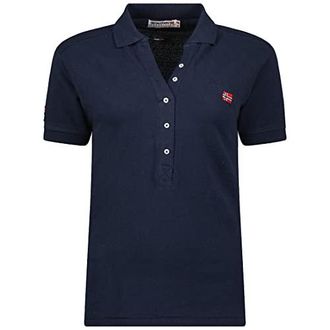 Geographical Norway Kelly Lady - Polo Coton Femme Col - Coupe Reguliere Manche Courte - T-Shirt Fit Respirant Classique Femme (Marine L Taille 3)