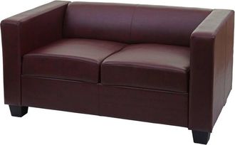 Hhg 2er Sofa Lille Kunstleder, rot-braun