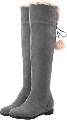 E.SSUE Bottes Hautes au Genou Femme Chaud Hiver Chaussures Sexy Mode Boots Automne Hiver Élégant Mode Chaussures Bottes Longues Rétro Cowgirl Bottes De Cowbo