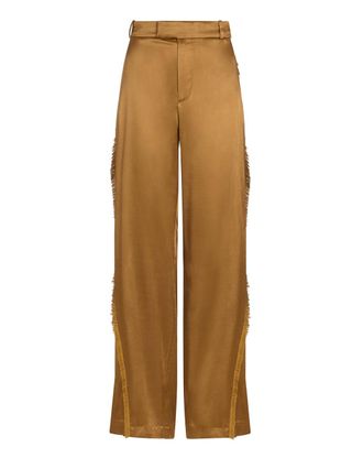 &Aacute;eron Aeron Gold Satin Straight-Leg Fjord Trousers Size XS
