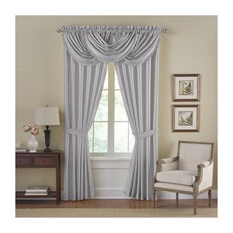 Elrene Home Fashions Versailles Vorhang aus Kunstseide, Raumverdunkelungsvorhang mit Stangentasche, 132 x 274 cm, Grau, 1 Vorhang