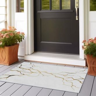 Generic Tapis de Couloir 65 x 240 cm, Poil Ras Tapis de Passage Couloir Antid&eacute;rapant et Lavable Texture De Marbre Simple Et Craquel&eacute;e Motif Tapis de Sol Long,