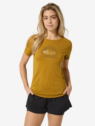 super.natural T-Shirt f&uuml;r Damen,Merino W TENT VIEW TEE mit Berg-Motiv, atmungsaktiv