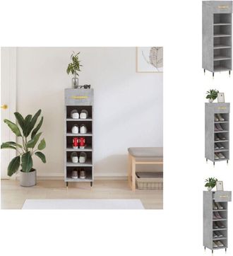 vidaXL Vidaxl - Schuhschrank Betongrau 30x35x105 cm Holzwerkstoff - Schuhschrank - Garderobe - Einbauschrank - Regal - Wohnzimmermöbel