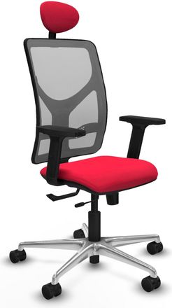 Piqueras y Crespo B&uuml;rostuhl, rot, mit 2D-Armlehnen, h&ouml;henverstellbarer Lendenwirbelst&uuml;tze und festem Kopfteil, ausgestattet mit Syncro/Traslack und Schneideschaum, Grau