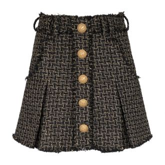 Balmain Lurex Tweed Faltenrock - - Skirts - Damen - Schwarzk - M