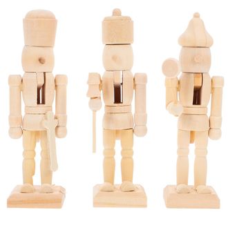 BESPORTBLE 3Pcs Weihnachten Holz Unfertige Nussknacker Figuren DIY Blank Unlackiert Nussknacker Marionette Nussknacker Soldat Ornament für Weihnachtsdekoration
