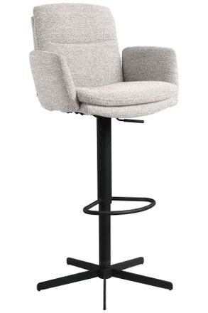 Novel Barhocker, Beige, Metall, Textil, Drehkreuz, S&auml;ule, 55x92-117x54 cm, Sitzfl&auml;che 360&deg; drehbar, inklusive Armlehnen, Esszimmer, Barm&ouml;bel, Barhocker