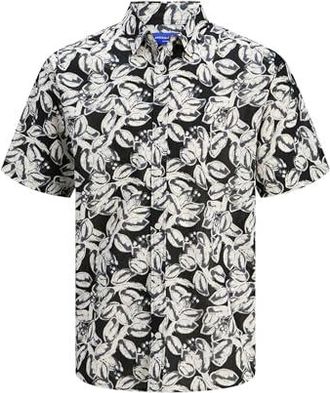 Jack & Jones Jorjoshua Split AOP T-Shirt SS Pls, Noir, 5XL Hommes