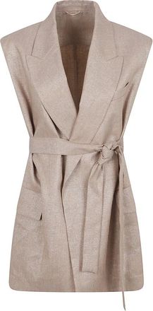Brunello Cucinelli Femme, Vestes, Beige, Taille: 38 FR Belted Jacket